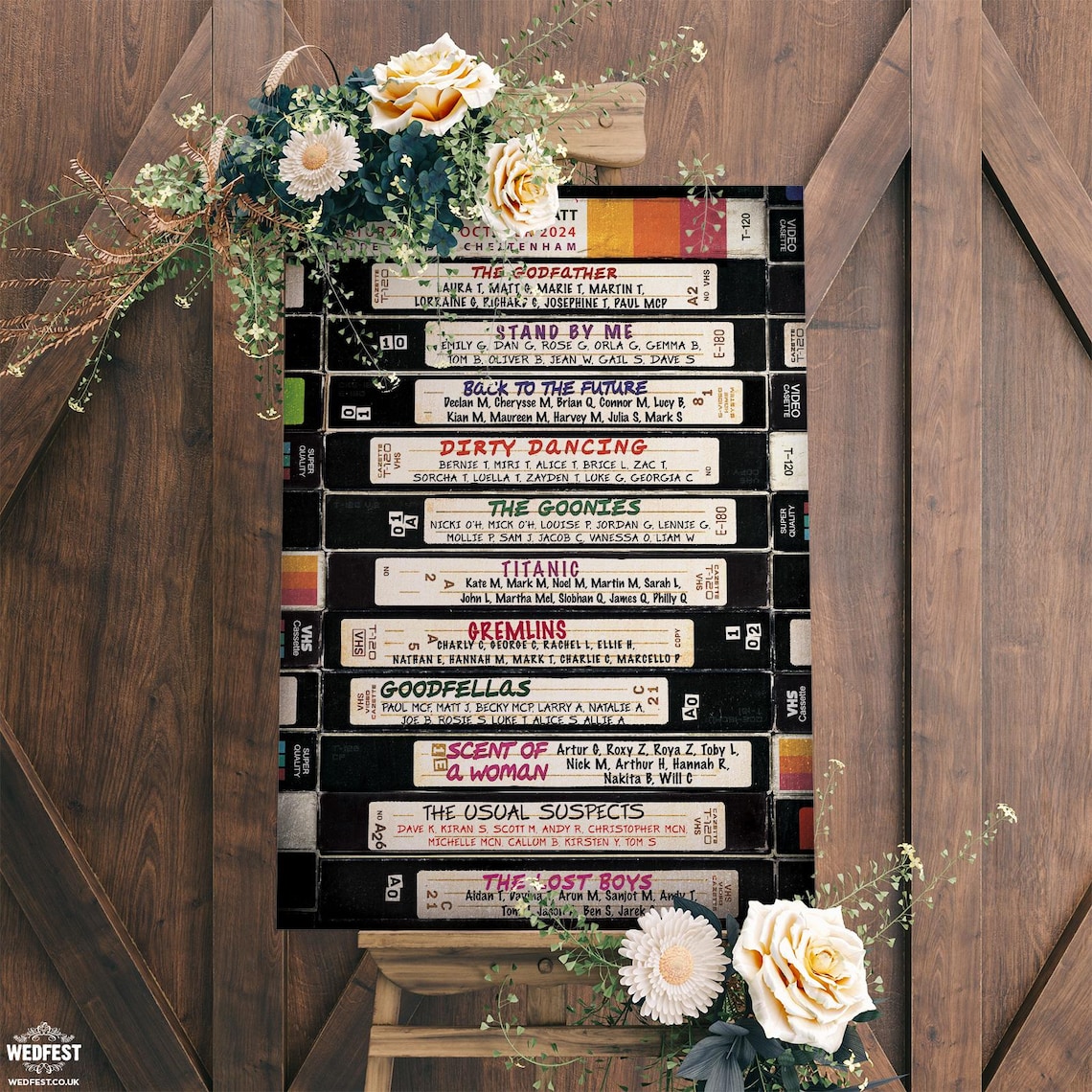 Retro Movies VHS Video Tape Wedding Seating Chart - Retro Wedding Table ...