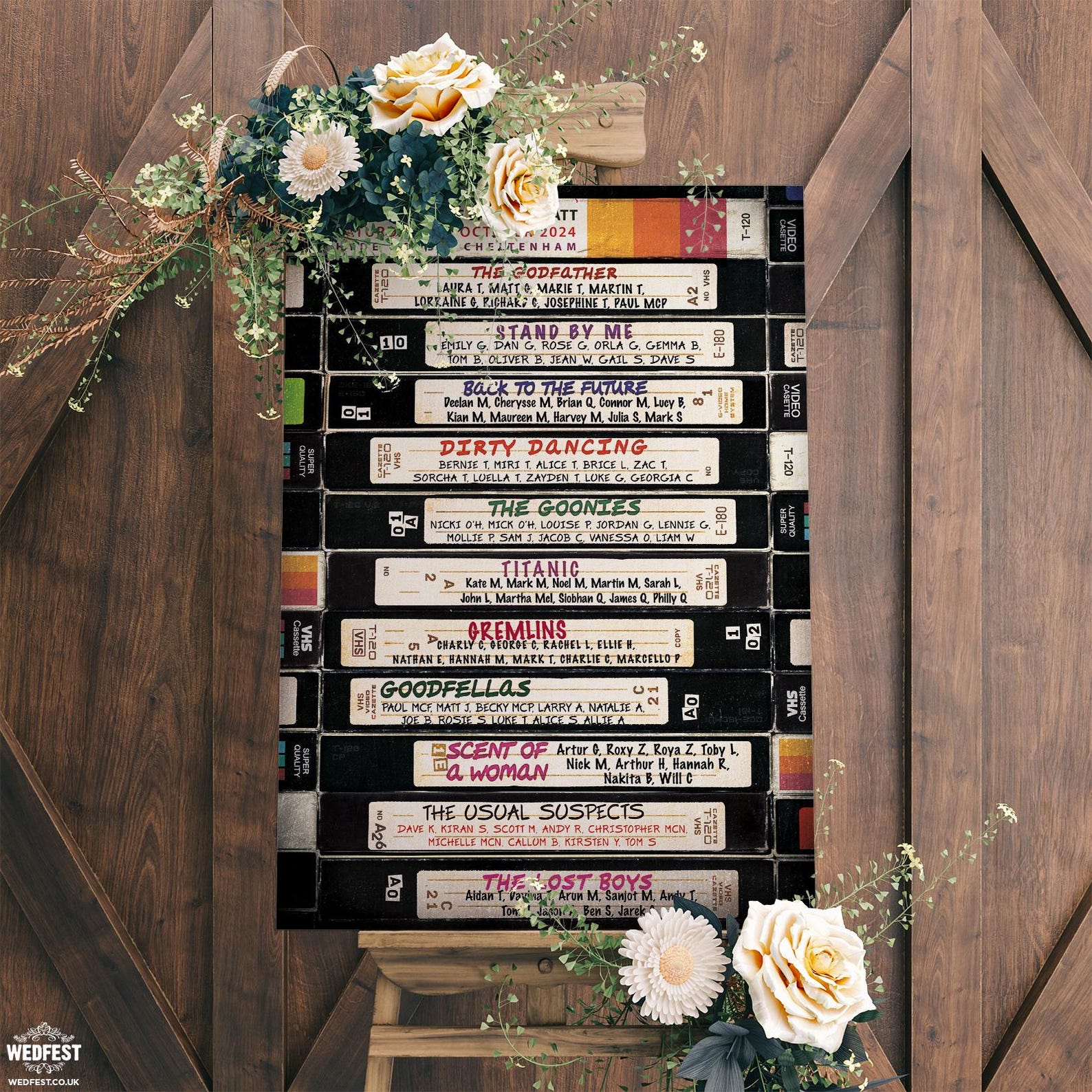 Retro Movies VHS Video Tape Wedding Seating Chart - Retro Wedding Table ...
