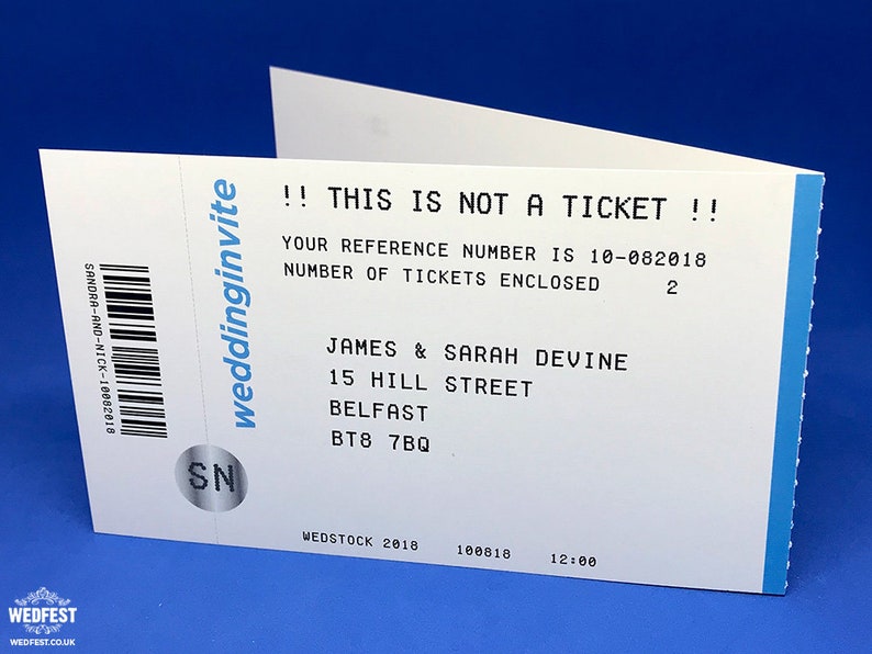 Gig Ticket Wedding Invitations sample Pack | Etsy UK