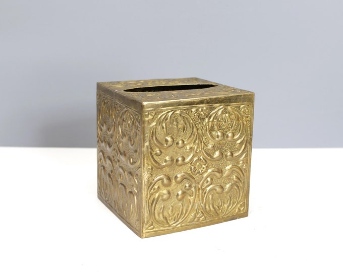 Vintage Brass Tissue Box Cover Square Mid Century Decorative - Etsy