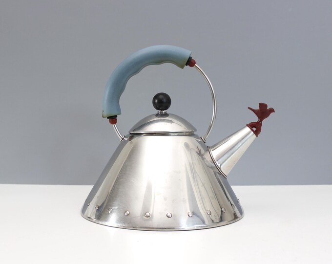 Vintage Alessi 9093 Whistling Bird Tea Kettle Michael Graves Stainless ...