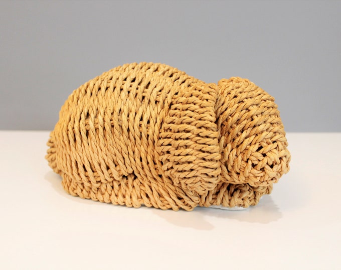 Vintage Wicker Bunny Decoration Sculpture Rabbit Woven Easter - Etsy