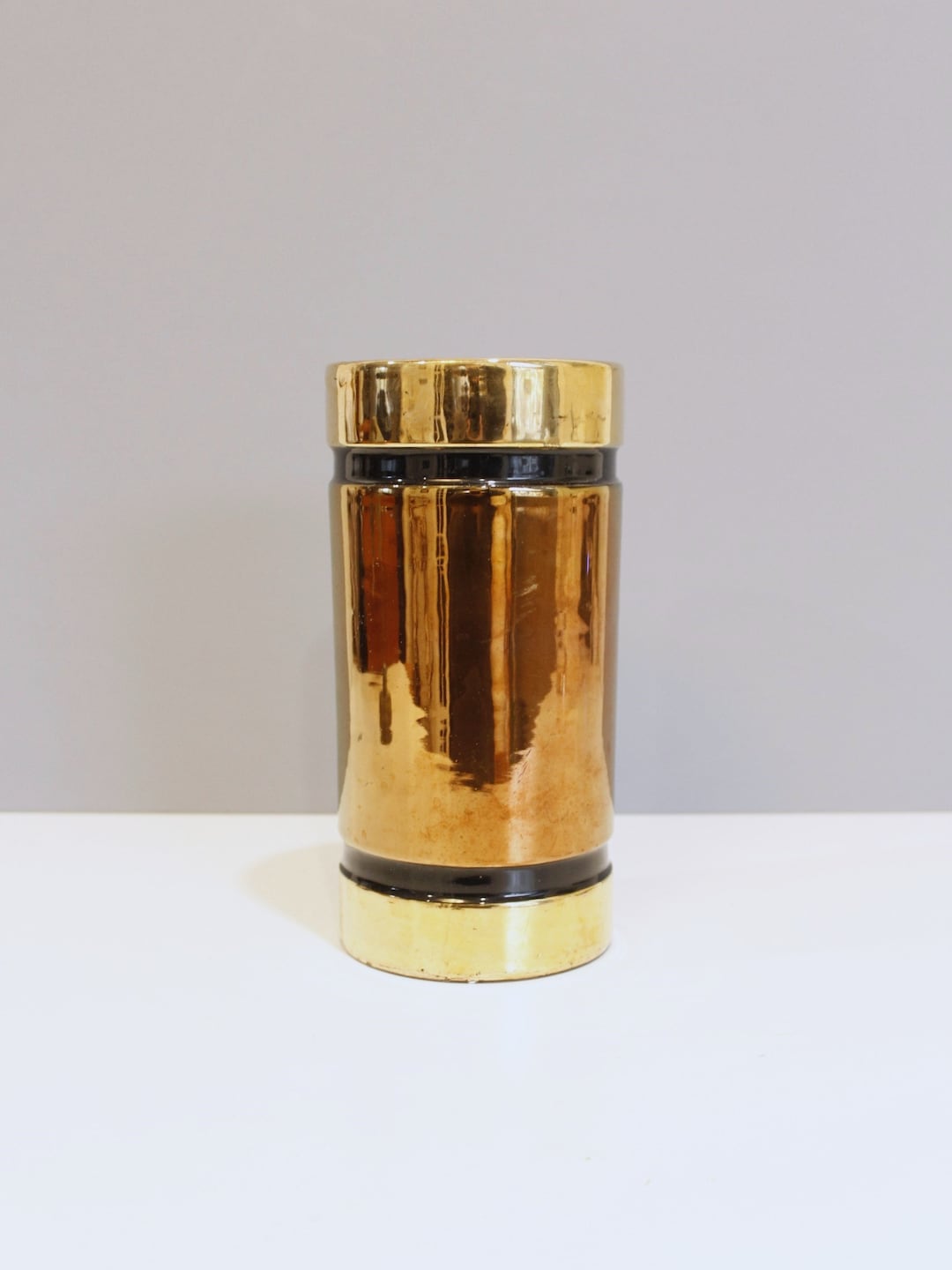 Bitossi Metallic Gold and Copper Ceramic Vase Black Rosenthal Netter ...