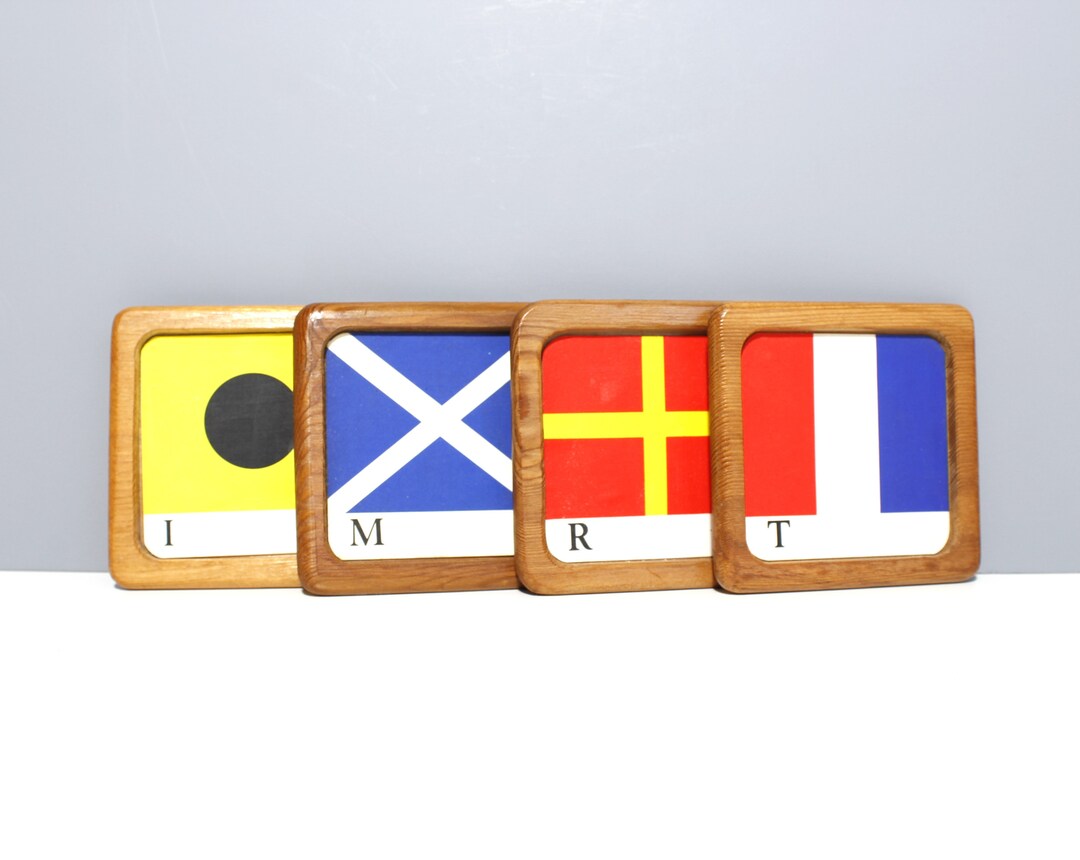 4 Vintage Nautical Wooden Coasters Flags - Etsy