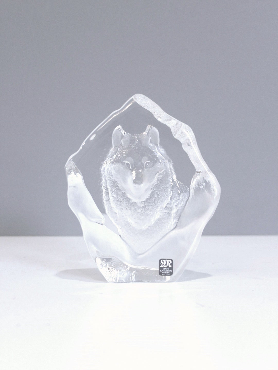CLEARANCE Mats Jonasson Crystal Wolf Sculpture Figurine Paperweight ...