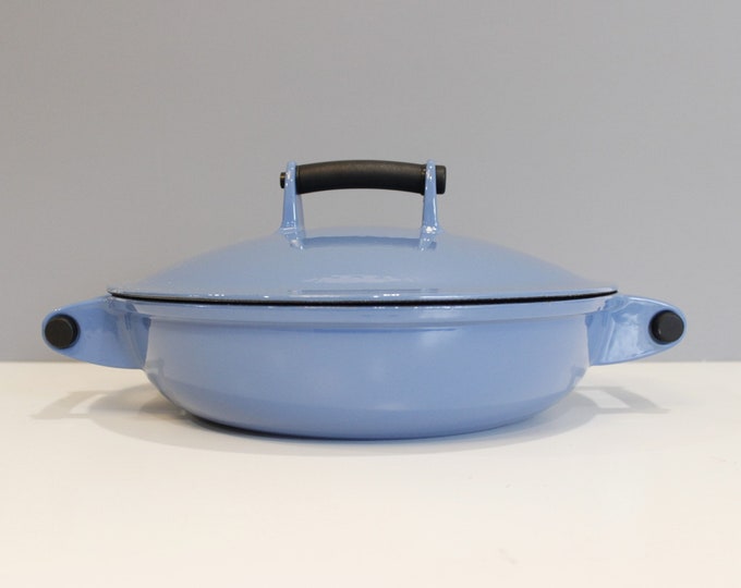 Large Dansk Graves Studio Cast Iron Skillet With Lid Blue Enamel ...