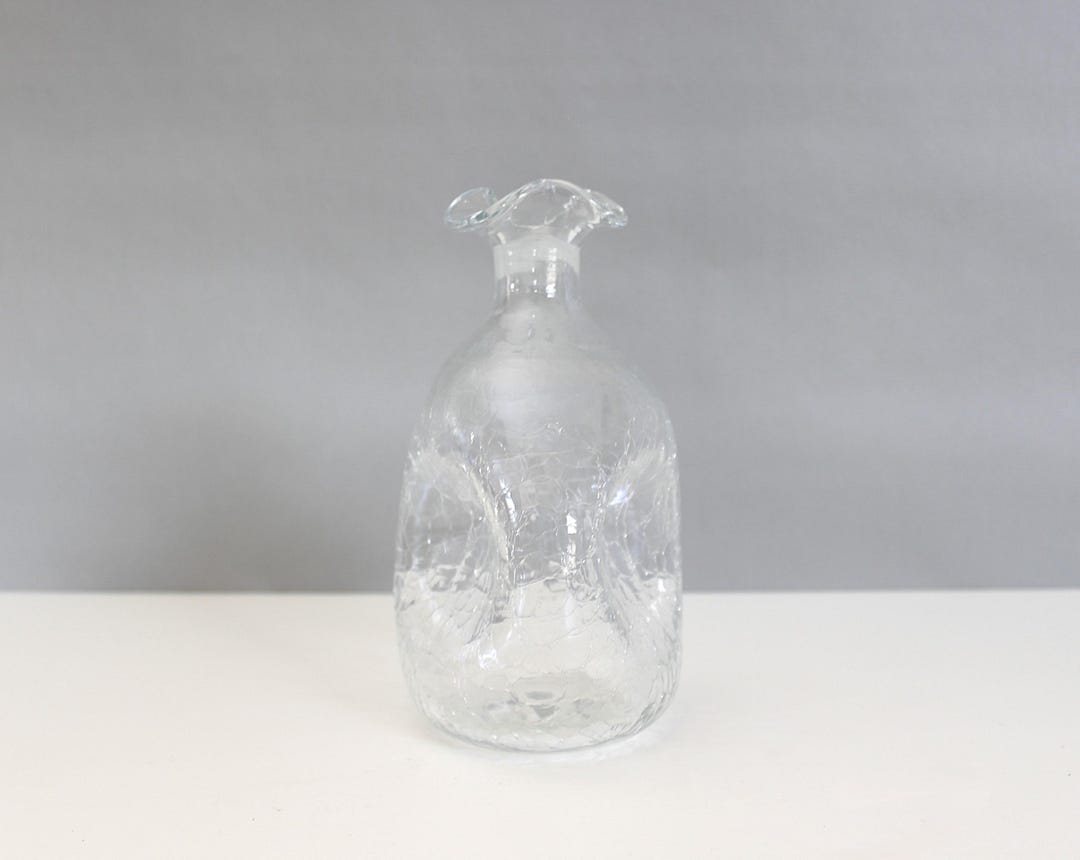 Vintage Blenko Glass Decanter Bottle Clear Crackled Mid Century #49 - Etsy