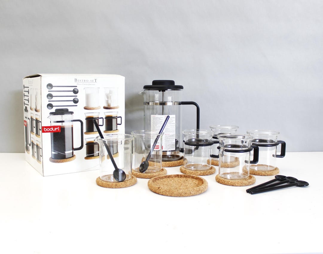 Vintage Bodum 12 Piece Bistro Set French Press Coffee Cups With Cork ...