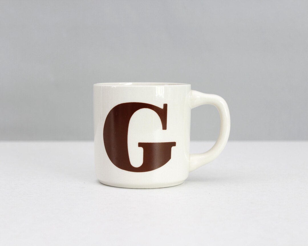 Vintage Letter G Mug Brown Initial Mug Typography Mid Century - Etsy