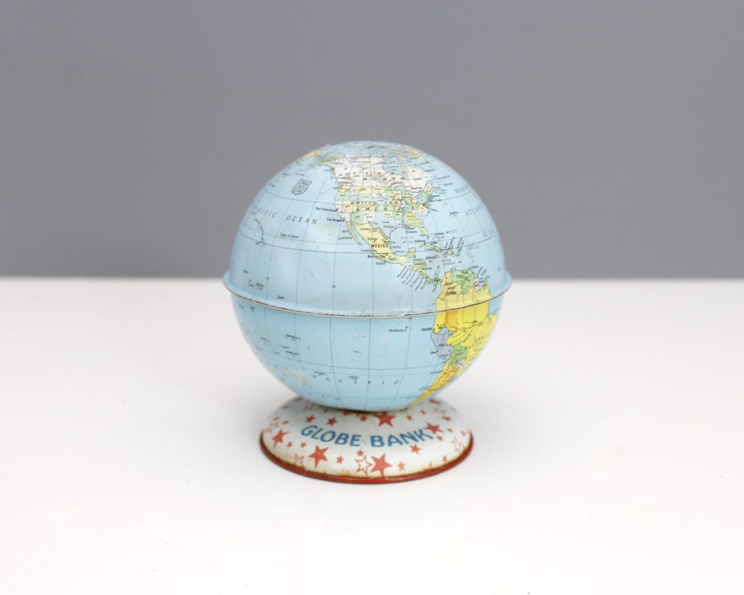 Vintage Metal Globe Coin Bank J. Chein & Co. - Etsy