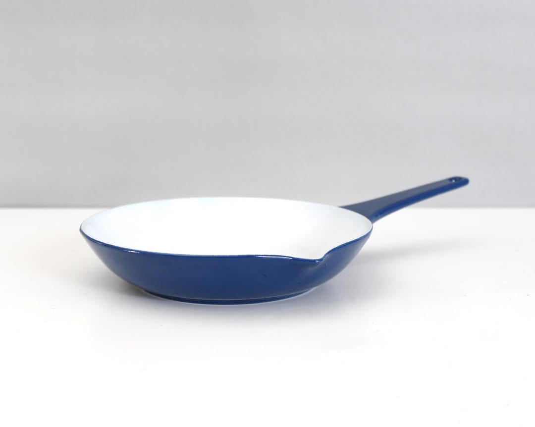 Vintage Copco Enamel Skillet Blue Fry Pan Michael Lax Mid Century ...