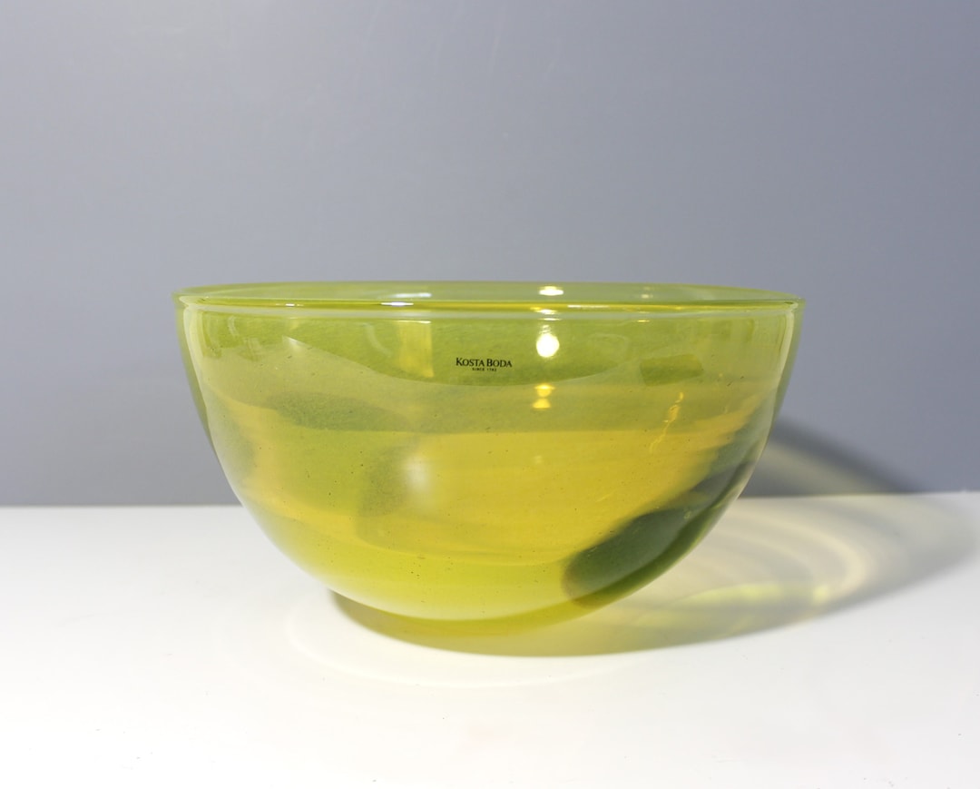 Kosta Boda Marrakech Art Glass Bowl Gunnel Sahlin Yellow Green Signed ...