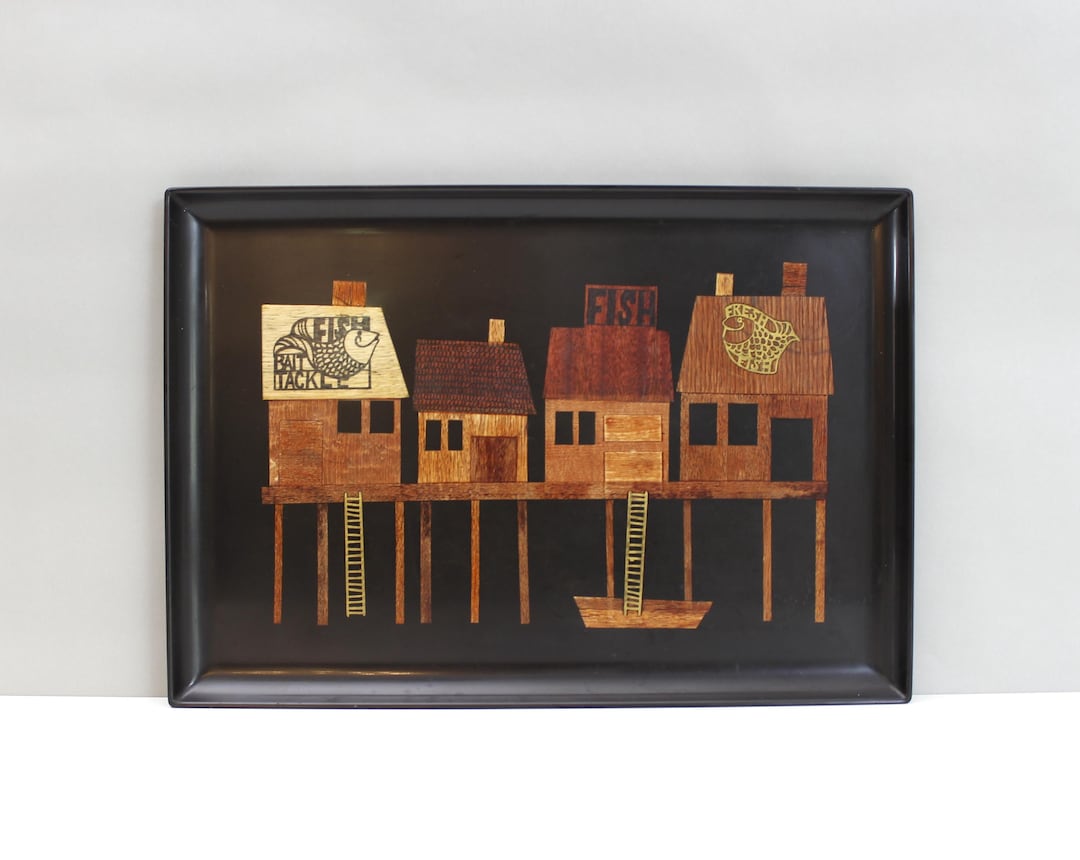 Large Couroc Fisherman's Wharf Serving Tray Couroc of Monterey Mid ...