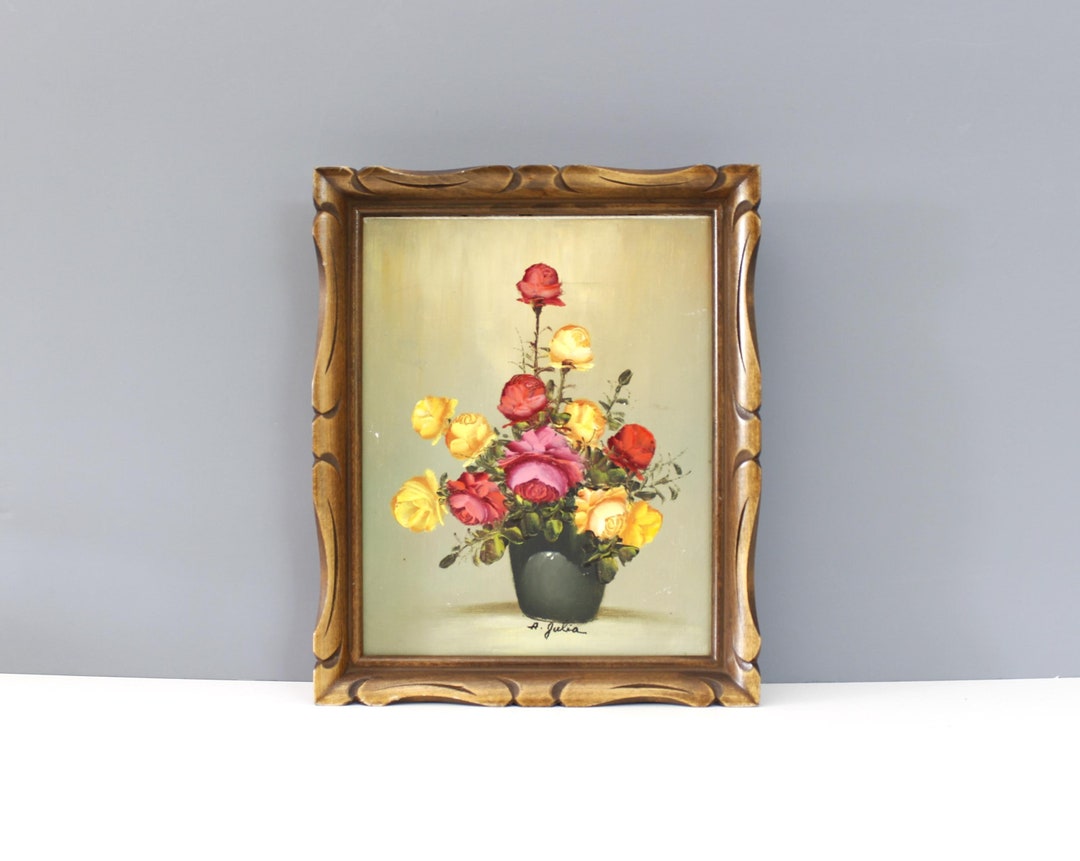 Vintage Ann Julia Rant Oil Painting Roses Flowers Still Life Painting ...