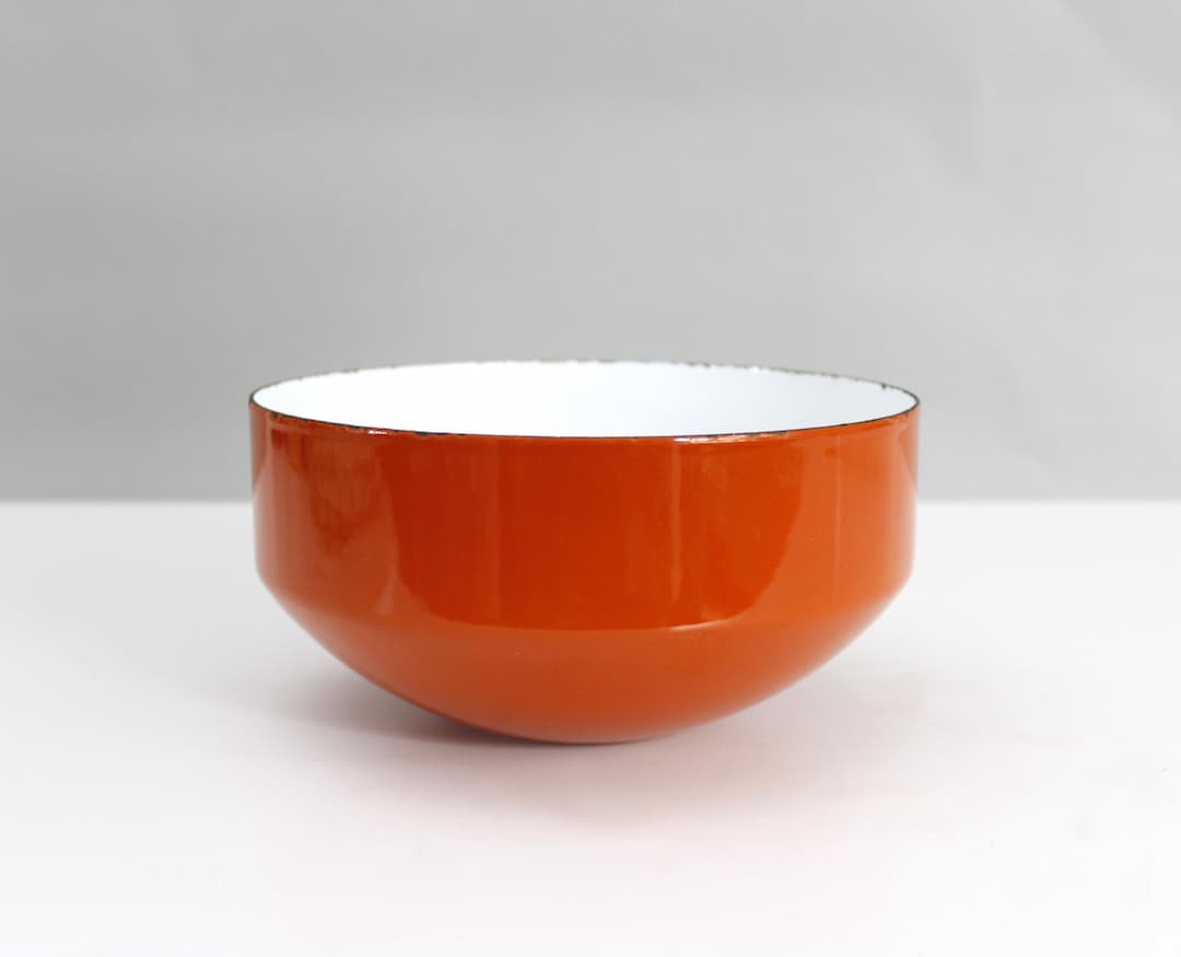 Vintage Copco Enamel Serving Bowl Michael Lax Design Orange Mid Century ...