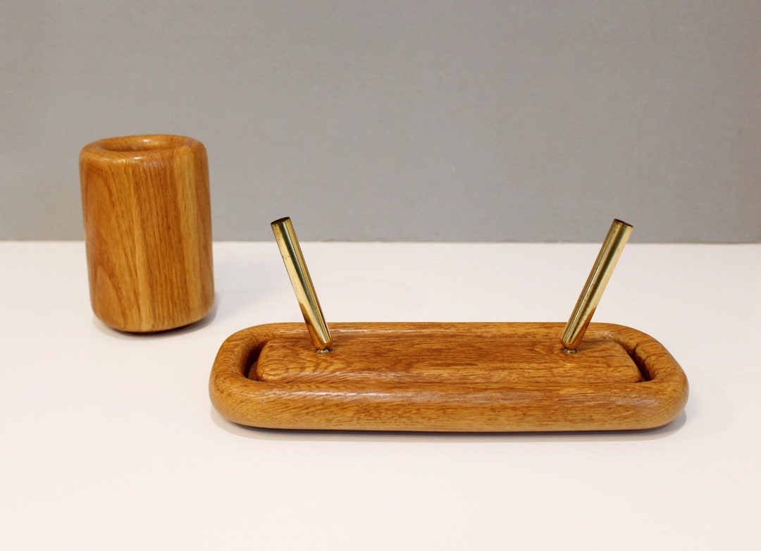 Vintage Eldon Woodline Executive Desk Set Pen Holder Pencil Cup 1980s ...