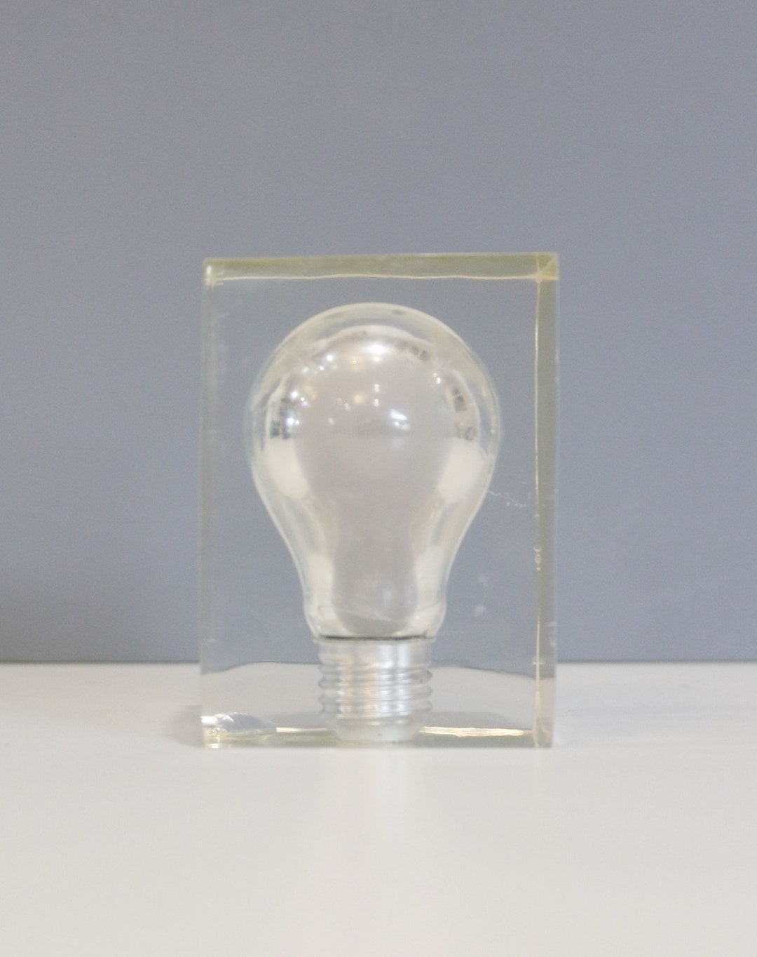 Vintage Pierre Giraudon Lucite Lightbulb Sculpture Phosphorescent Blue ...