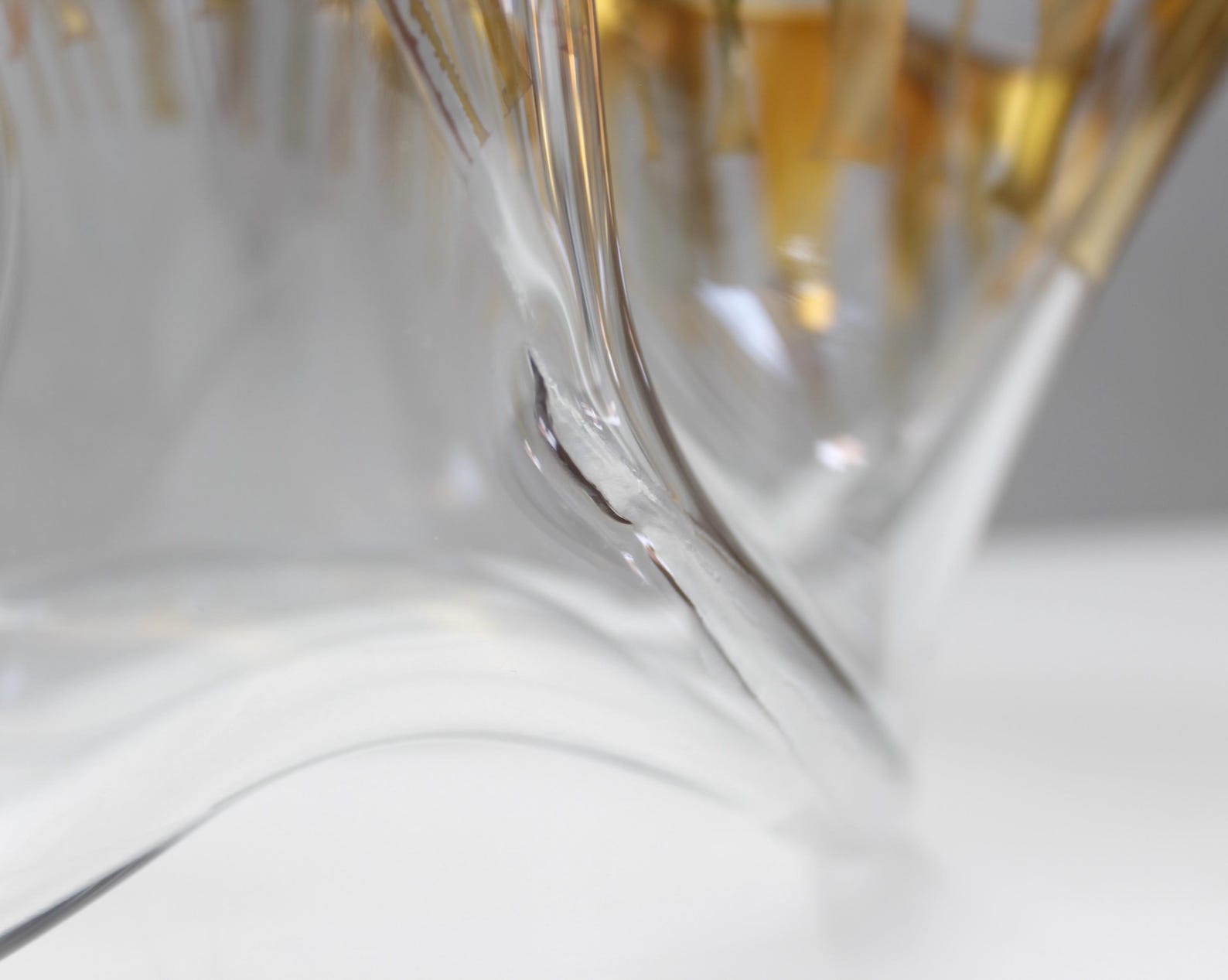 Laurel Fyfe Slumped Glass Vase Gold Trim Handkerchief Bowl Ruffled Post ...