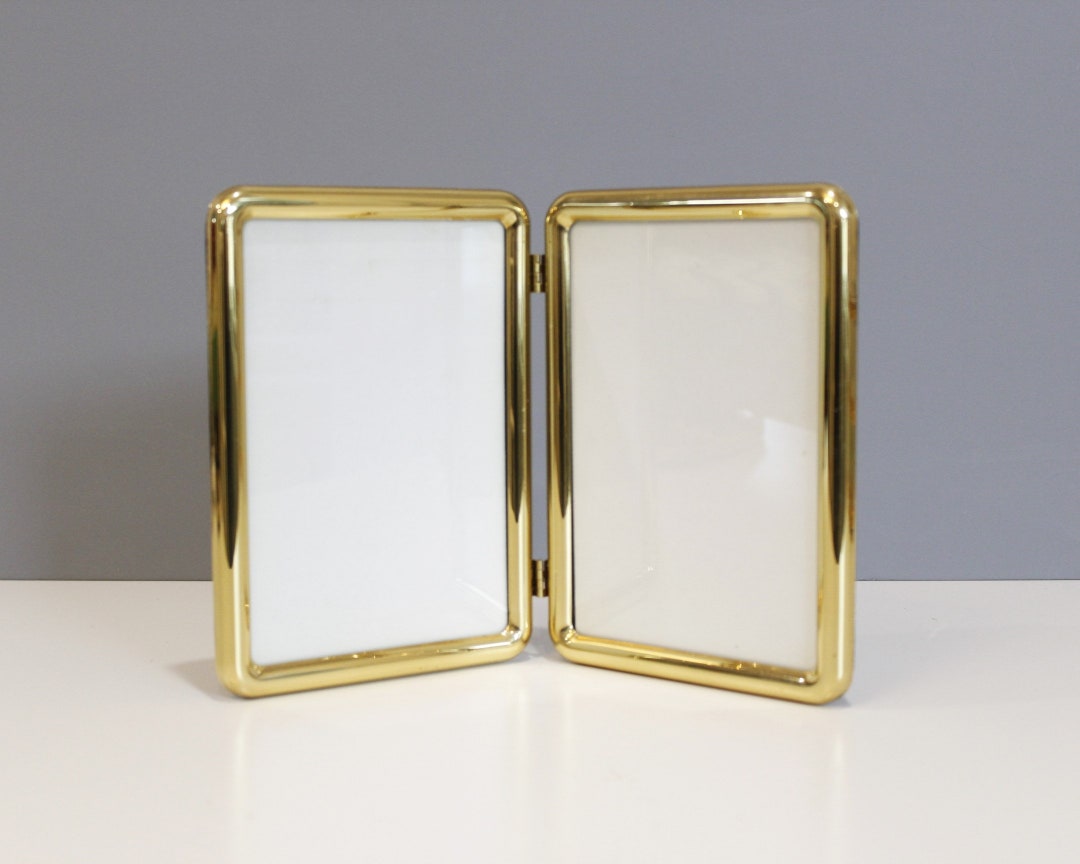 Vintage Laquered Brass Double Photo Frame Picture Frame 5 X 7 1980s ...