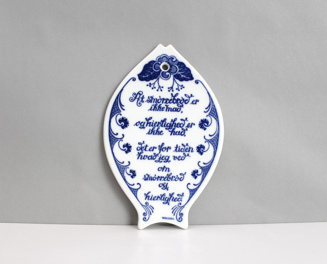 Porsgrund Norway Fish Trivet White Blue Ceramic Johan Herman Wessel ...