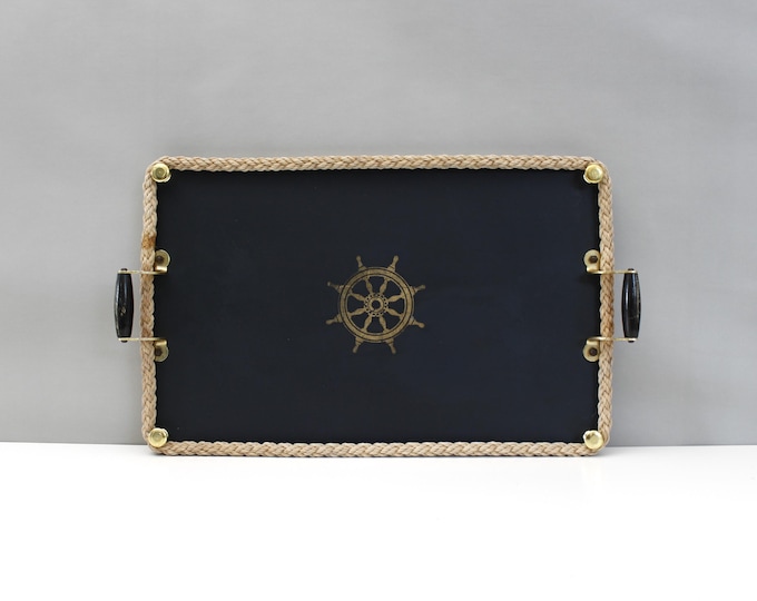 Vintage Nautical Serving Tray Ship's Anchor Vinyl Rope Black Gold - Etsy