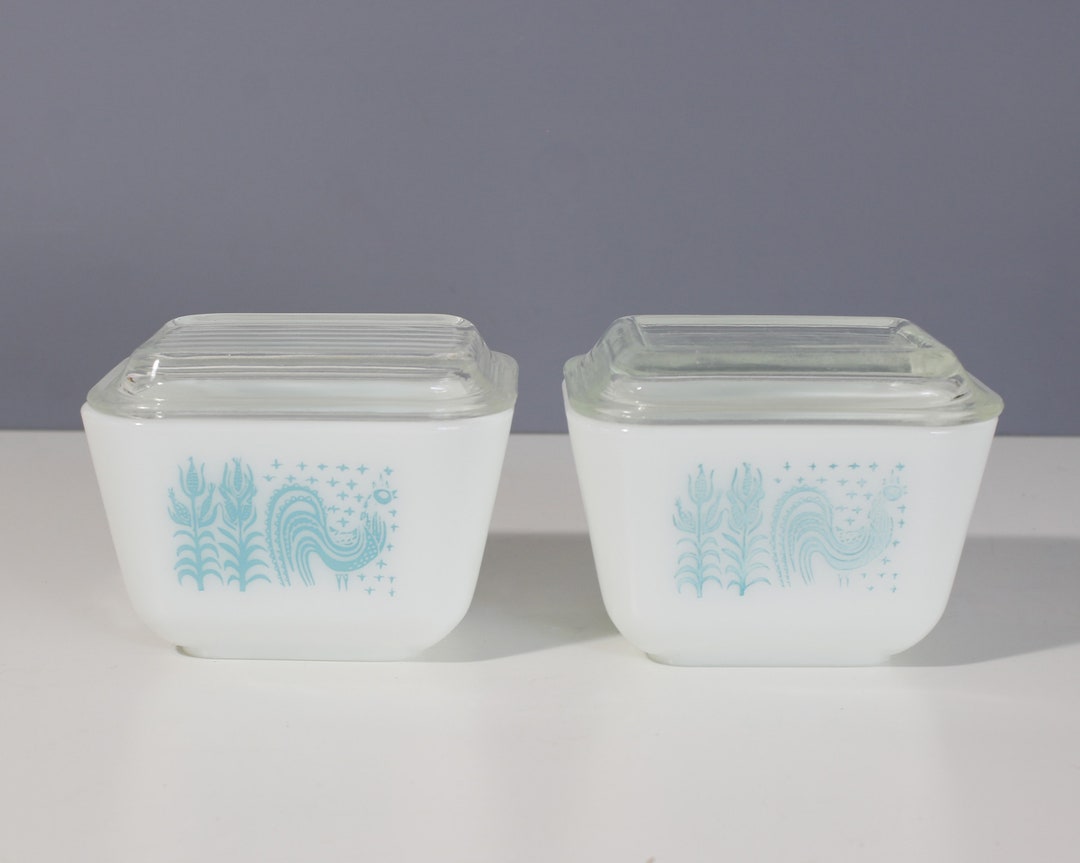 2 Pyrex Butterprint Refrigerator Dishes Mid Century Fridge Storage ...