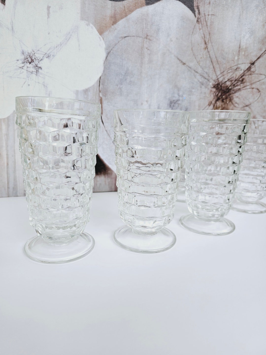 Vintage Whitehall Colony Cubist Glasses Set Of 5 Water Or Iced Tea