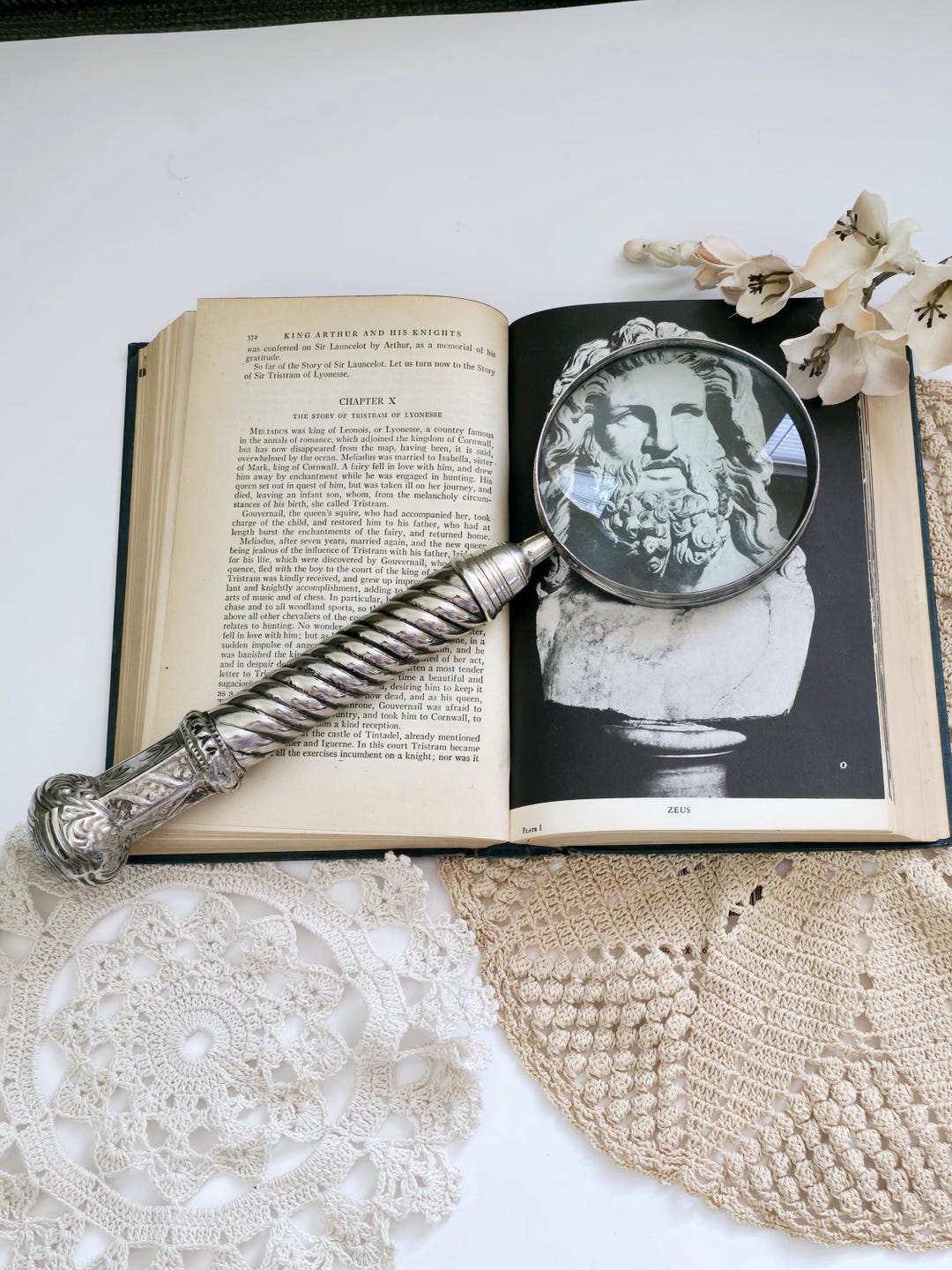 Antique Victorian Large Magnifying Glass Ornate Silver Handle - Hand ...