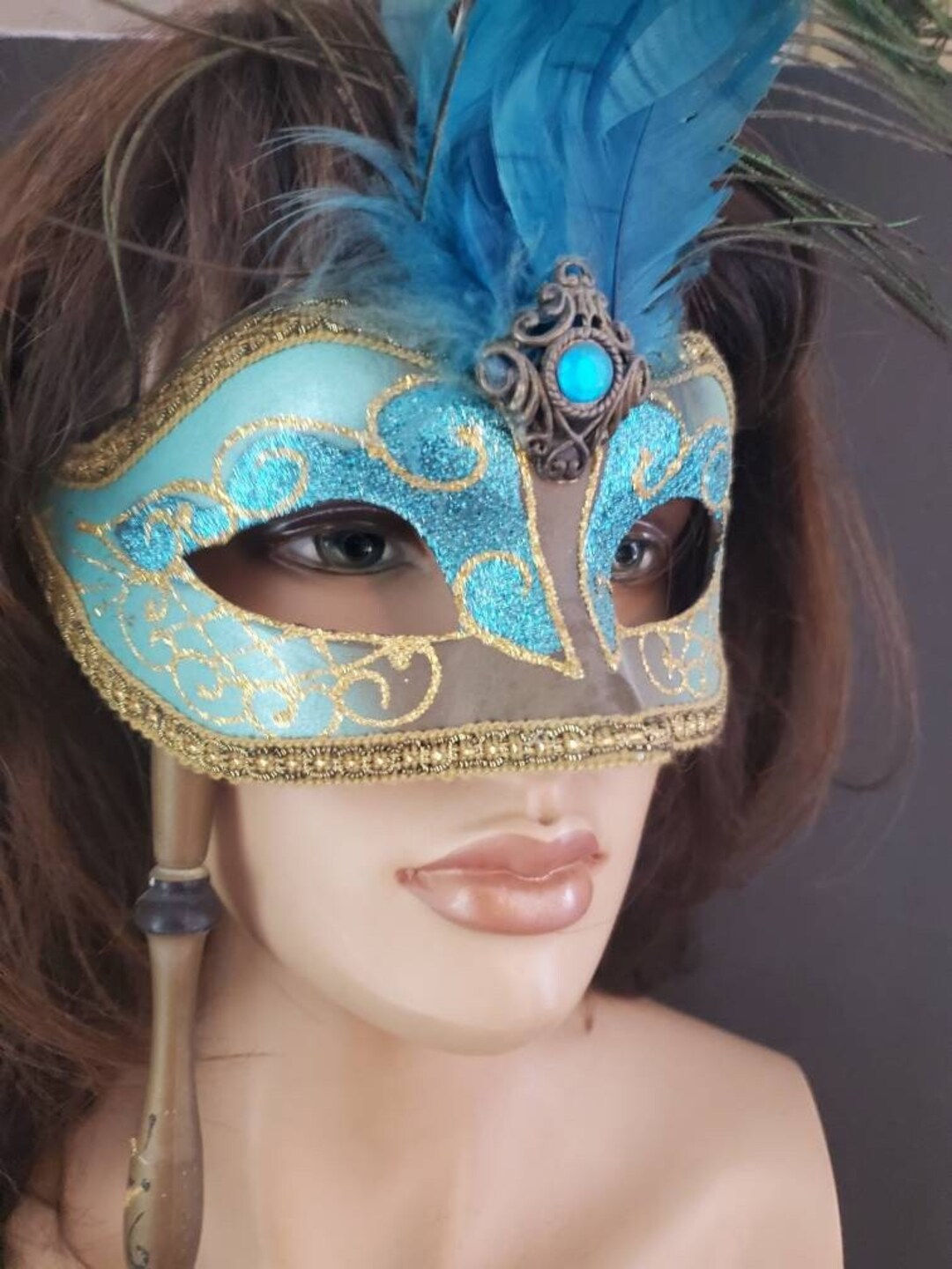 Vintage Italy Masquerade Ball Mask With Peacock Feathers - Venetian ...