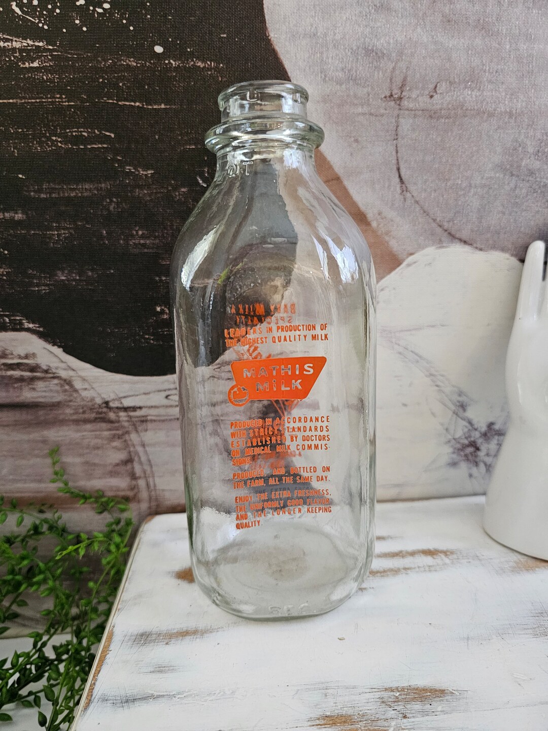 Vintage 1 Qt Glass Dairy Milk Bottle R L Mathis Decatur GA Georgia ...