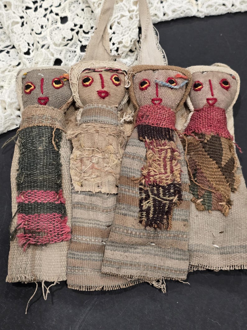 Vintage Peruvian Chancay Folk Art Burial Dolls Textile Fold Art Dolls ...