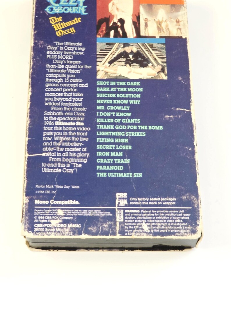 Vintage Ozzy Ozbourne 1986 VHS the Ultimate OZZY - Etsy