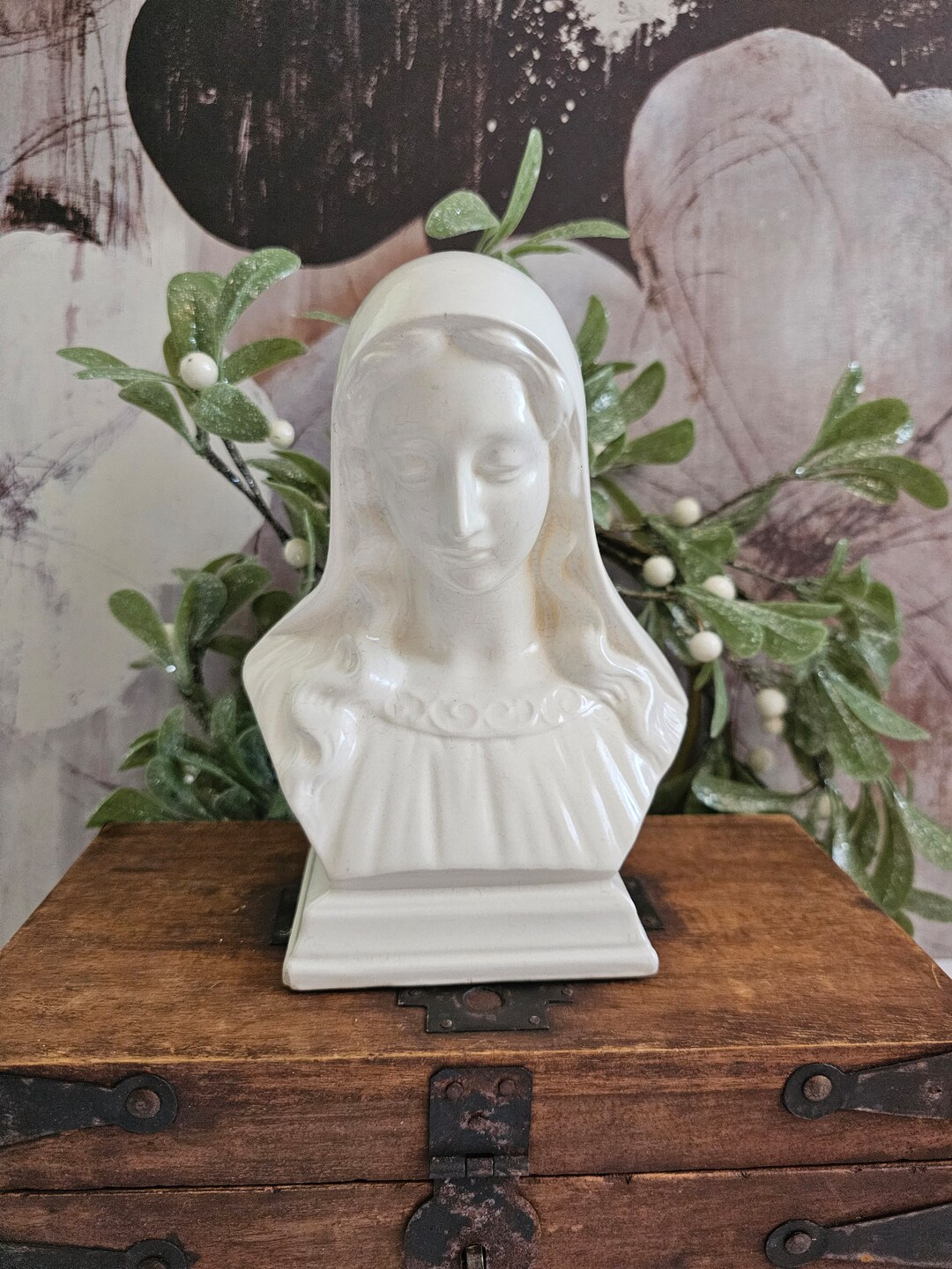 Beautiful Vintage Virgin Mary Ceramic Bust Figurine - Etsy