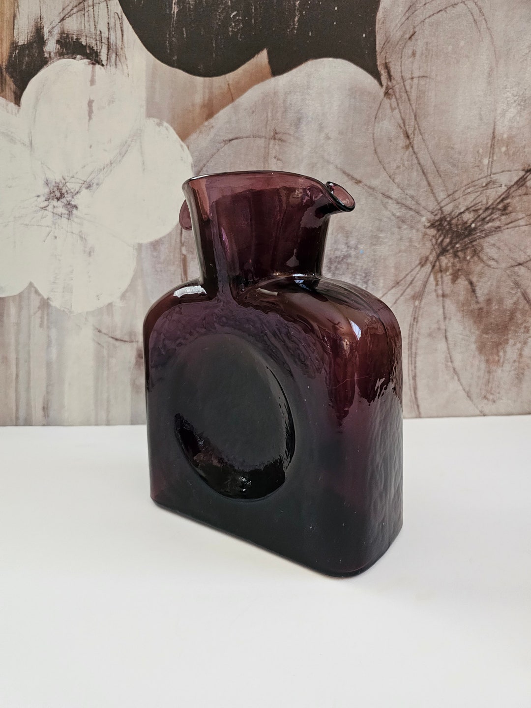 Blenko Purple Glass Pitcher Double Spout - Etsy