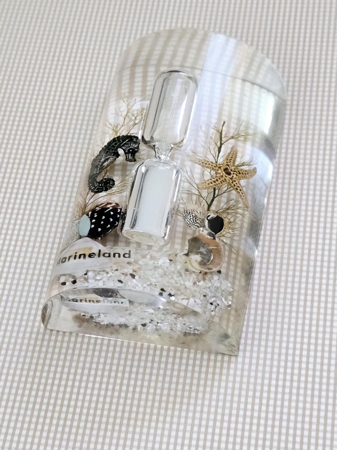 Vintage Lucite Acrylic Encased Seahorse Sea Shells Sand Timer Hourglass ...