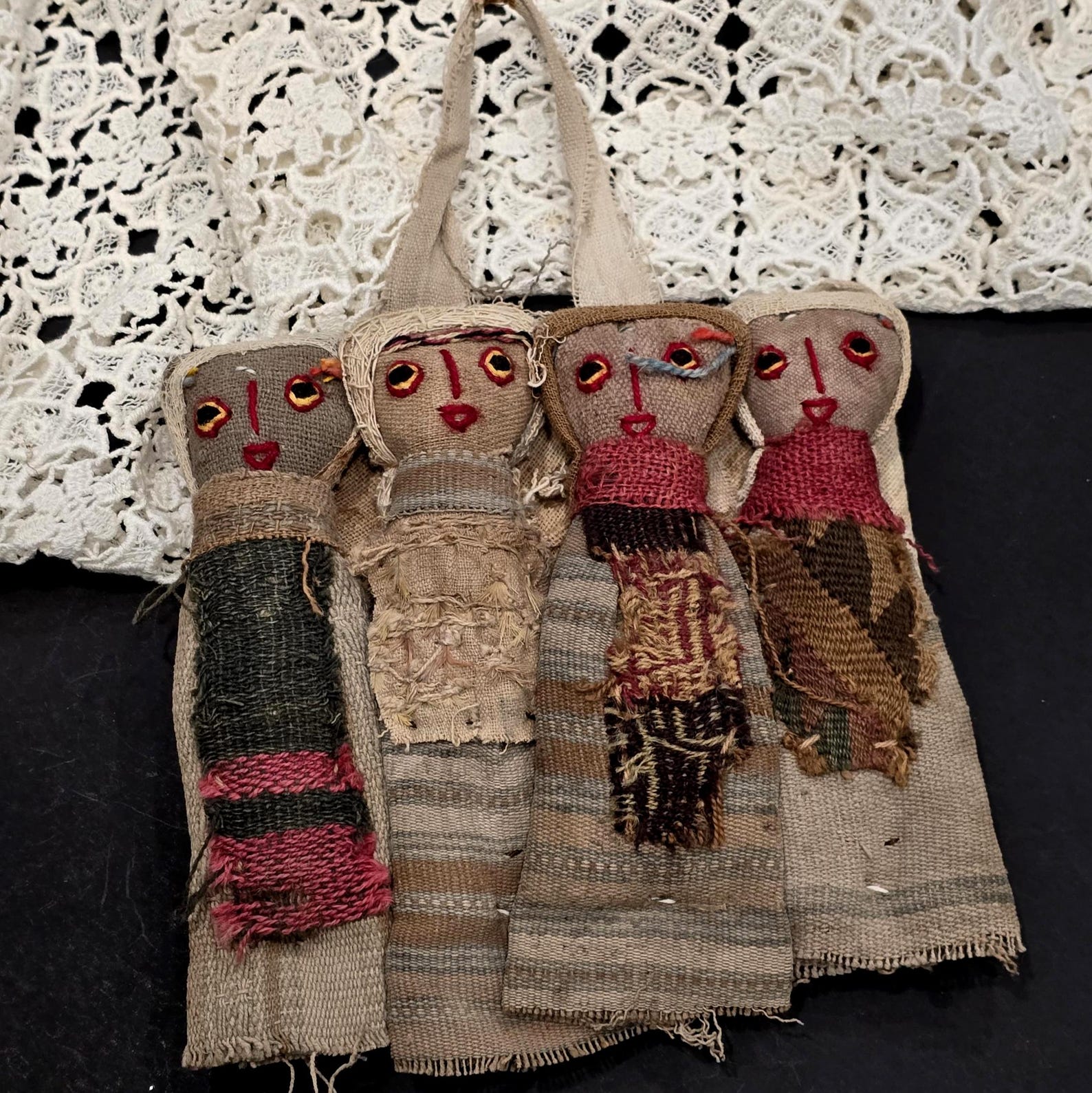 Vintage Peruvian Chancay Folk Art Burial Dolls Textile Fold Art Dolls ...