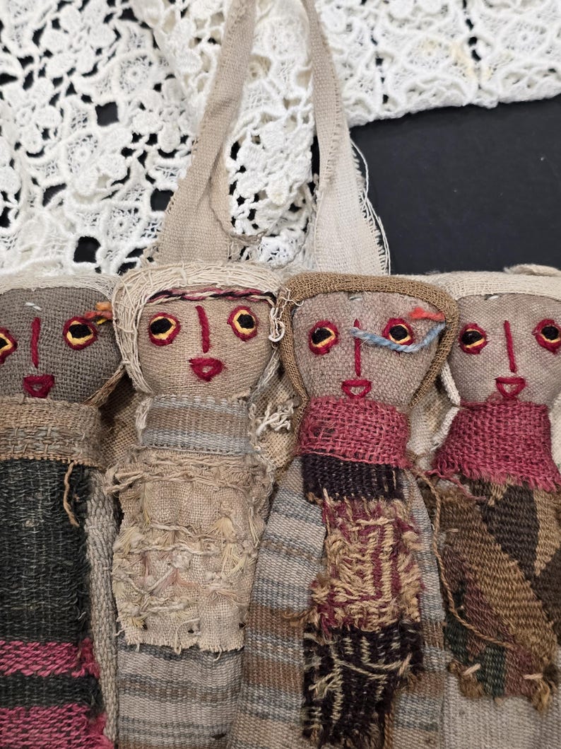 Vintage Peruvian Chancay Folk Art Burial Dolls Textile Fold Art Dolls ...
