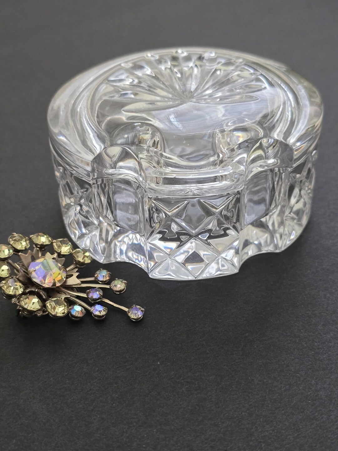 Miller Rogaska Lead Crystal Trinket Box Shell Shaped - Vintage Crystal ...