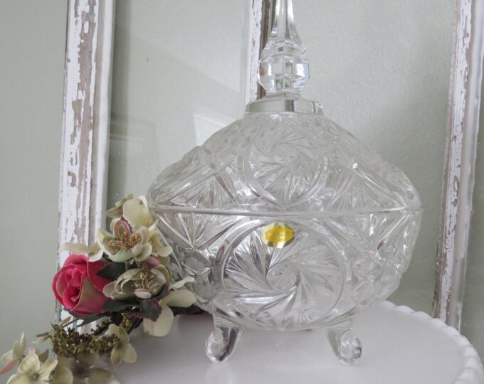 Handcut Lead Crystal Footed Dish Made in Poland 24% Pbo Candy Dish With ... Handcut Lead Crystal Footed Dish Made in Poland 24% Pbo Candy Dish With ...