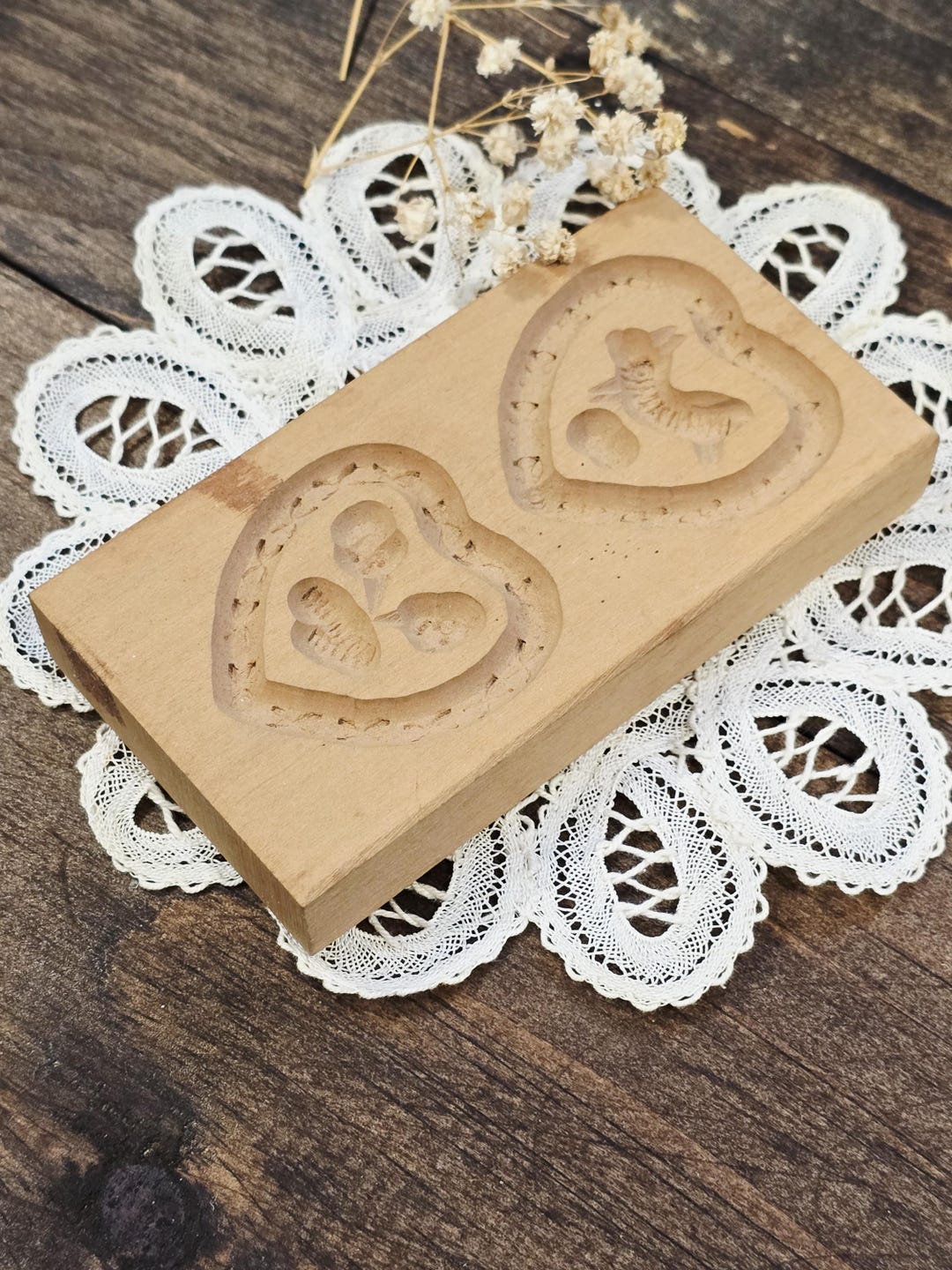 Vintage German Springerle Cookie Mold Stamp German Heart Bird Wood - Etsy