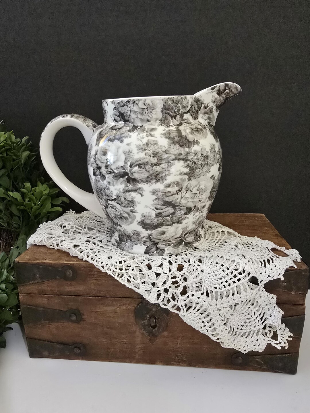 Vintage Rose Chintz England Pitcher French Country Kitchen Arthur Wood ...
