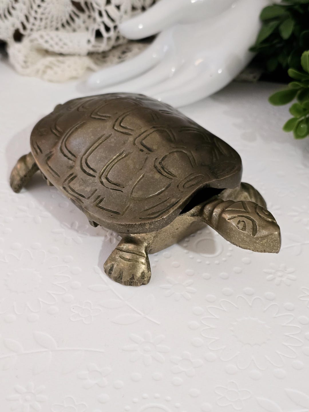 Vintage Brass Turtle Box Hinged Stash Box - Brass Turtle Trinket Box - Etsy