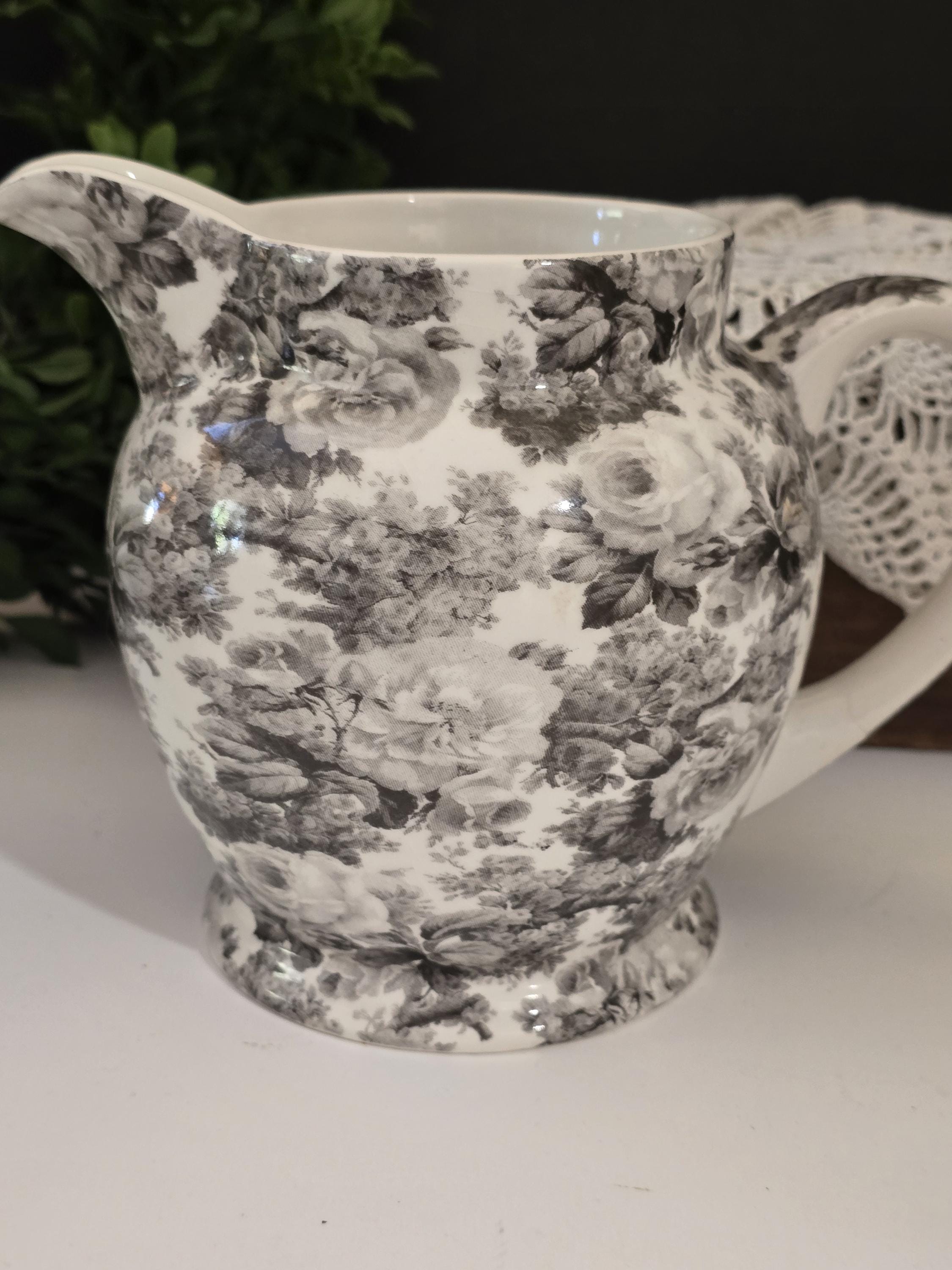 Vintage Rose Chintz England Pitcher French Country Kitchen Arthur Wood ...