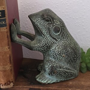 Vintage Green Verdigris Frog Doorstop Cast Metal Rare - Frog Bookend - Etsy