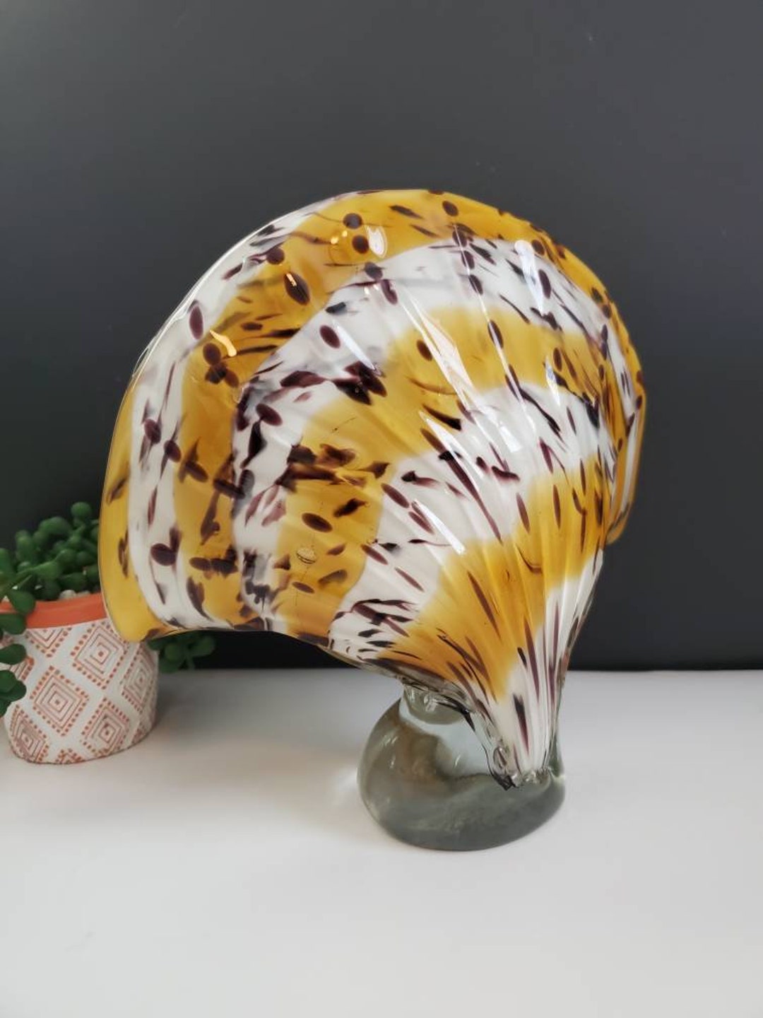 Large Murano ? Glass Shell Upright Folded - Large Art Glass Sea Shell ...