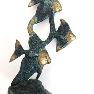 Vintage Brass Bronze Angel Fish Sculpture Verdigris Patina - 3 Triple ...