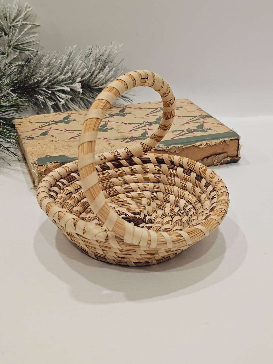 Small Charleston Sweetgrass Basket With Handle Curved - Etsy