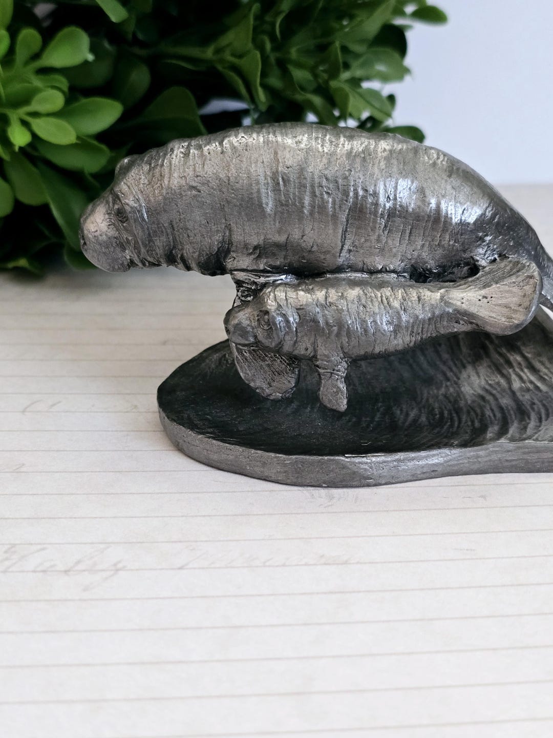 Michael Ricker Pewter Manatee and Baby Figurine Manatee Sculpture ...