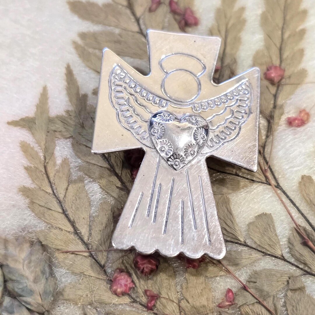 Vintage Sterling Silver Angel Pendant Brooch Signed Carolyn Pollack ...