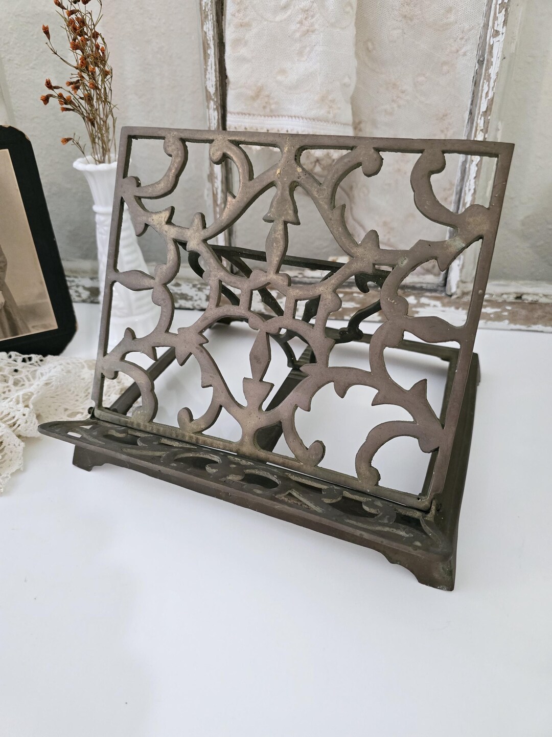 Vintage Brass Folding Book Stand Display Easel - Brass Display Stand ...